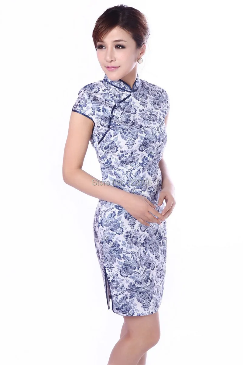 2022 New Red Chinese Women Traditional Dress Silk Satin Cheongsam Mini