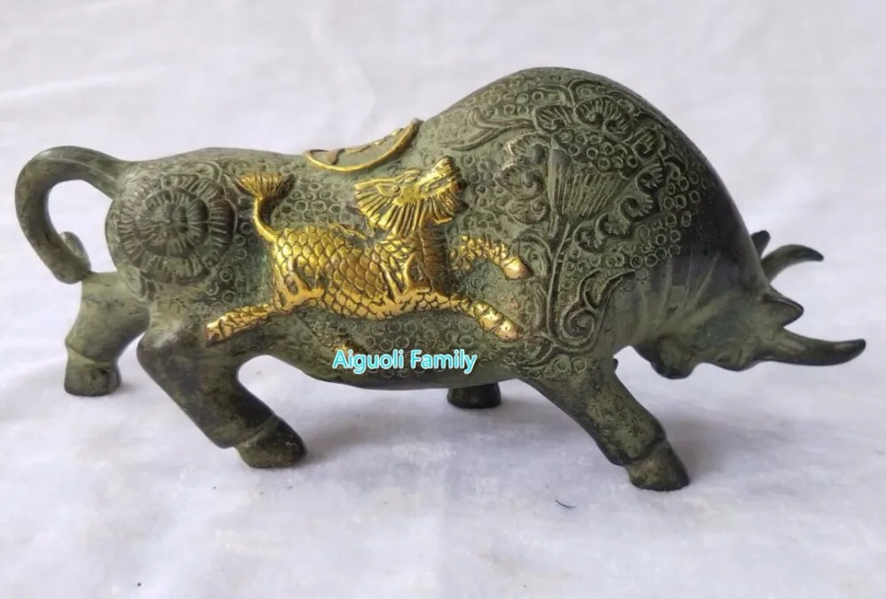 Chinese Antique Collection Bronze Bull Cart Large Ornament，Unique shape ...