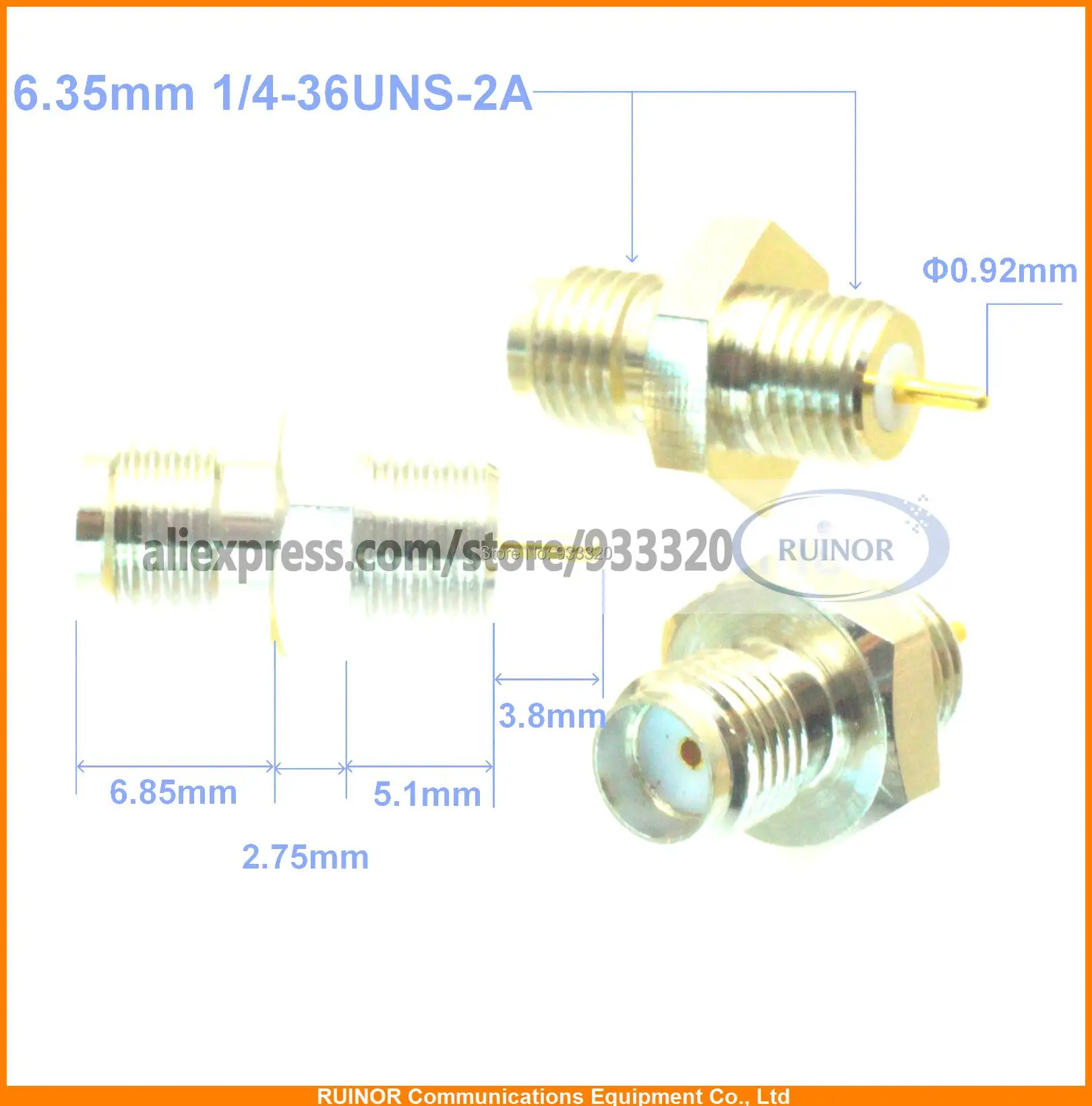 50pcs/lot SMA female Screw Standard 1/4 36UNS 2A/B solder connector ...