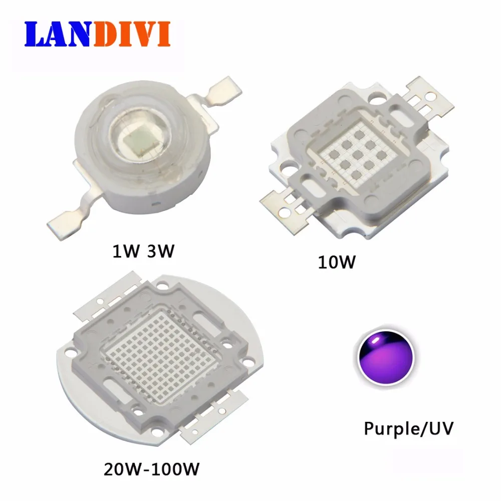 3w 5w 10w 20W 30W 50W 80W 100W UV led chip 365nm 370nm 380nm 390nm ...