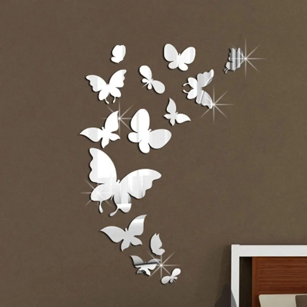 3D DIY Wall Stickers Decal Butterflies Mirror 3D Wall Art Home Decors 3d-diy-wall-stickers-decal-butterflies-mirror-3d-wall-art-home-decors