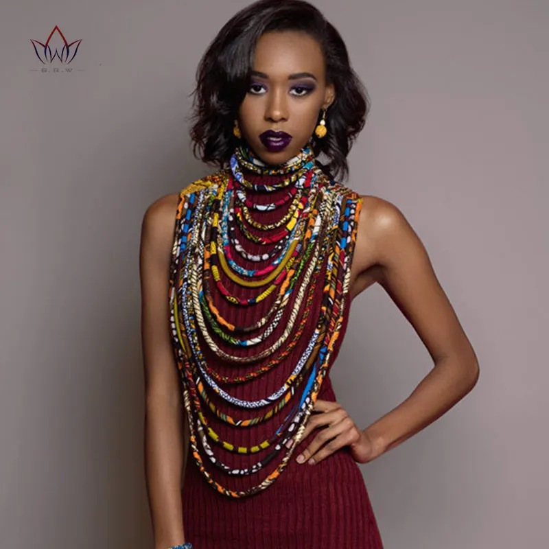 2018 Ankara Beautiful Multi Strand Necklace African Bold Colorful Long ...