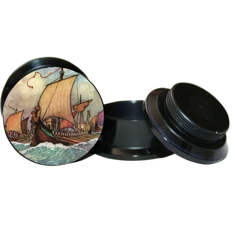 JUNLOPWY expansor de oreja con logotipo acrílico negro, 6 16mm, rosca ...