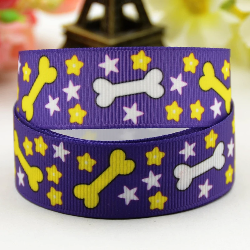 7/8'' (22mm) Dog bone Cartoon Character printed Grosgrain Ribbon party ...