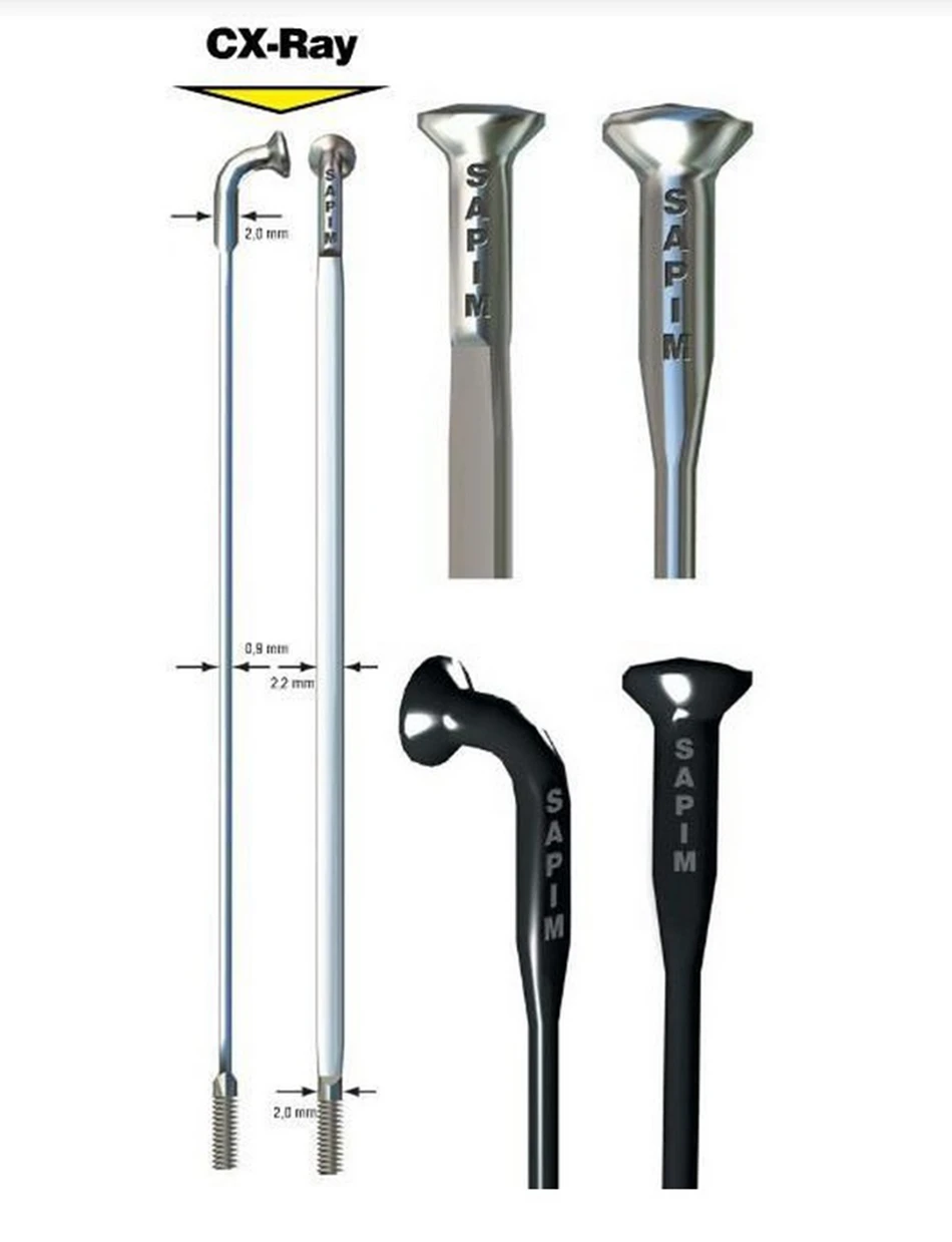 Sapim CX Ray 스포크, 블랙, 블레이드 에어로 스포크, 230 310mm, 알루미늄 니플 포함, 1 팩 12 개 ...