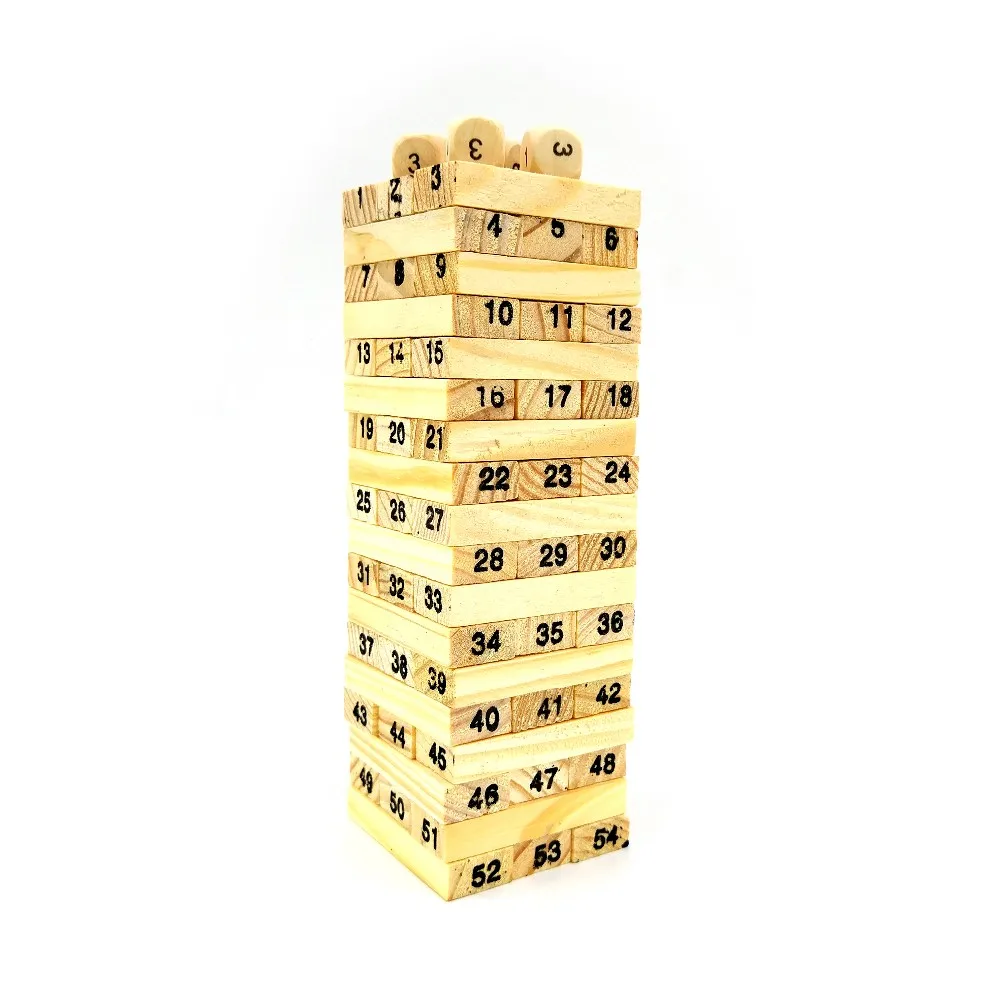2017 new jenga 54 Blocks+4 Dices Wooden Tumbling Stacking Jenga Tower ...