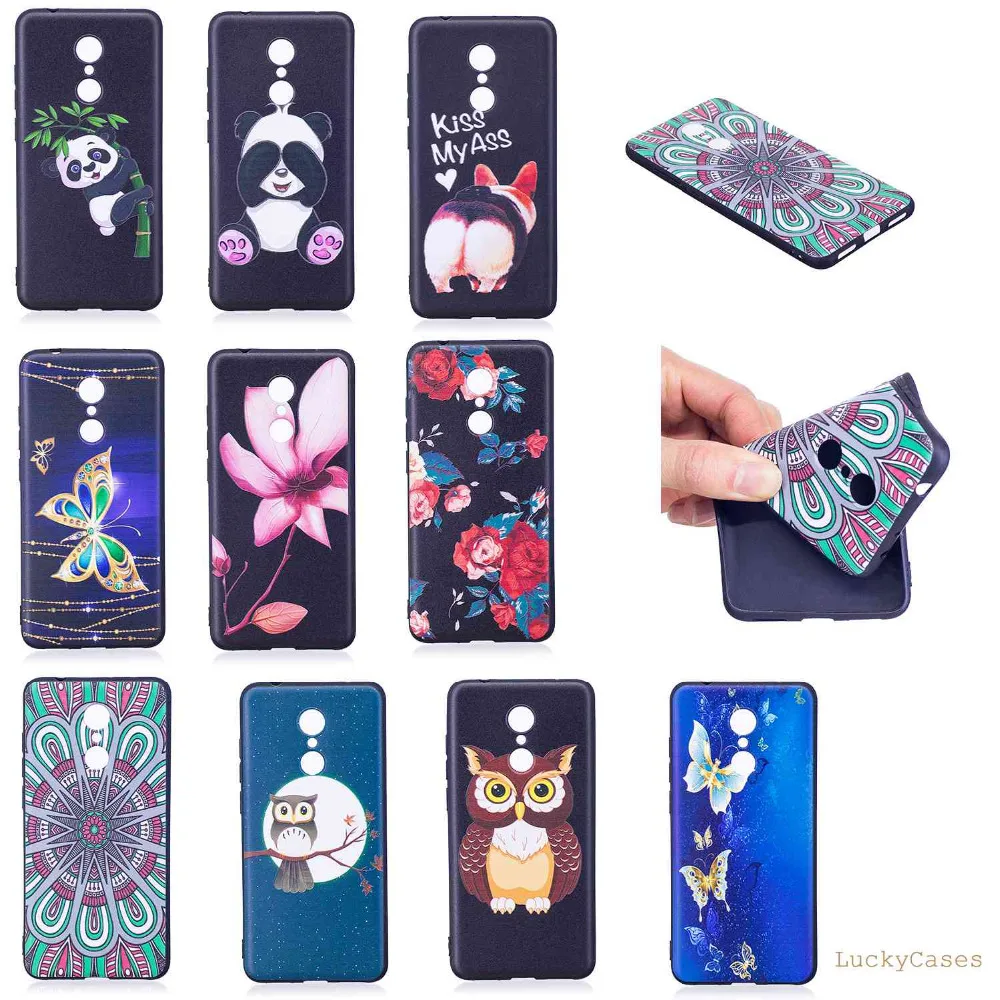 case For Xiaomi RedMi 5 Cover strengthen 3D flower Stereo Relief ...
