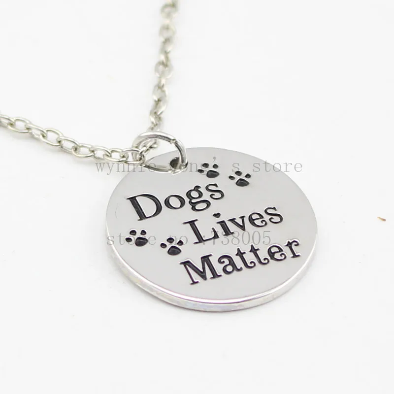 Inspirational message "dogs lives matter" 개 동물 애호가를위한 실버 펜던트 목걸이, 애완 동물 ...