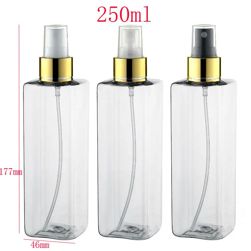 250ml X 20pc empty square spray bottle with aluminum collar sprayer ...