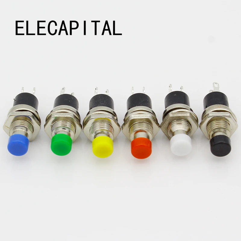10Pcs 7mm Thread Multicolor 2 Pins Momentary Push Button Switch|switch ...