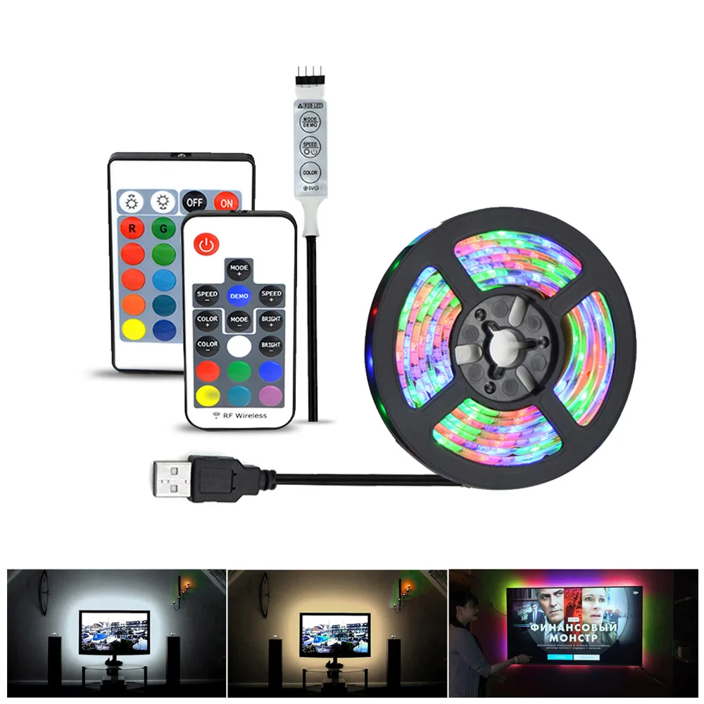 2835 SMD RGB USB LED Strip ไฟ DC 5 โวลต์สาย USB หลอดไฟ LED แบบยืดหยุ่น ...
