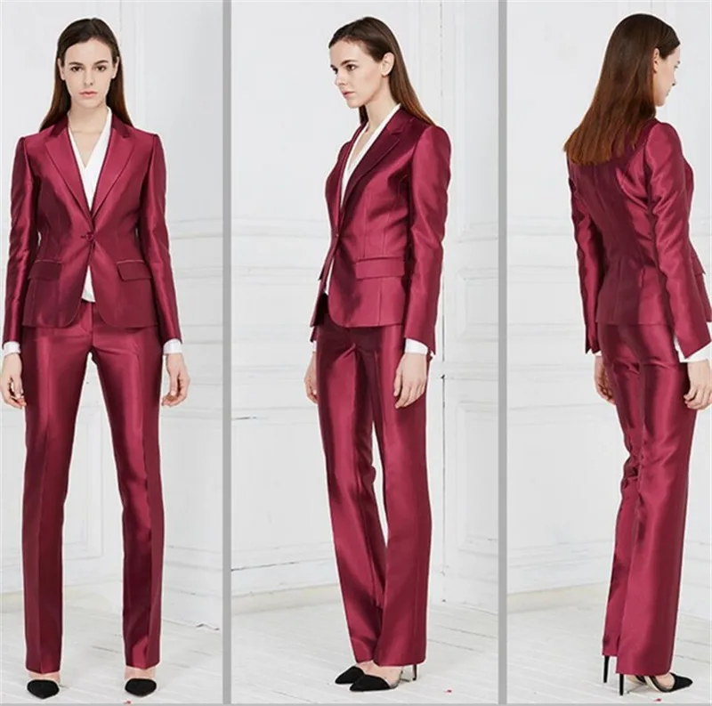 Female Career Suits Satin Custom Formal Occasions Suits Suit Business Interview Women Tailored