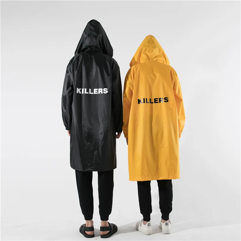 Casual Men Raincoat With Hood PVC Rainwear Unisex Outwear Waterproof ...