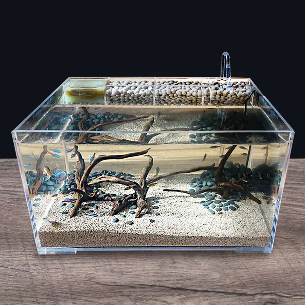 Creative Ecological Desktop Fish Tank with Water Pump - Integrated ...