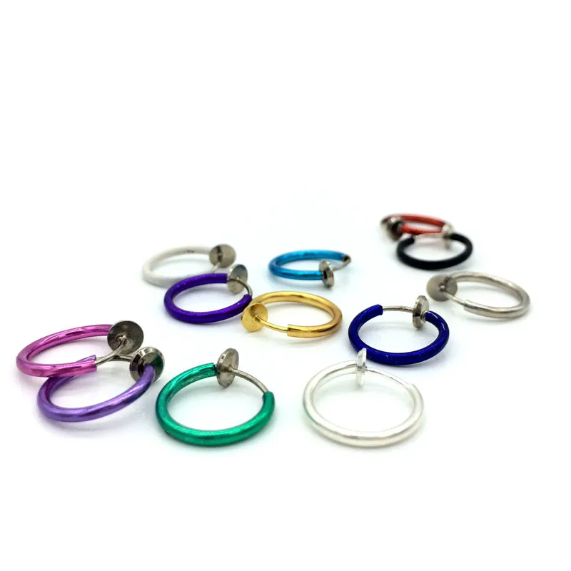 14 Colors 2pcs Goth Punk Nose Clip Fake Septum Nose Piercing Body Nose Lip Hoop Ear Tongue Fake