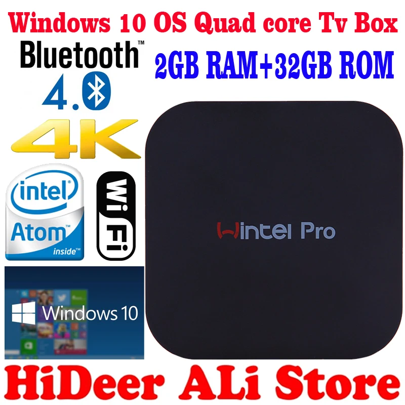 2016 Wintel Pro tv Box Windows 10 OS Intel 2GB/32GB intel inside mini ...