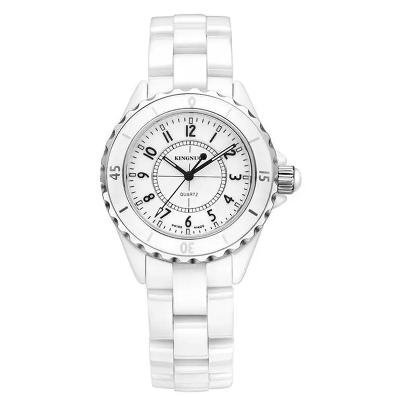 New Fashion Simple Ceramic White Watch Women Casual Business Watches ...