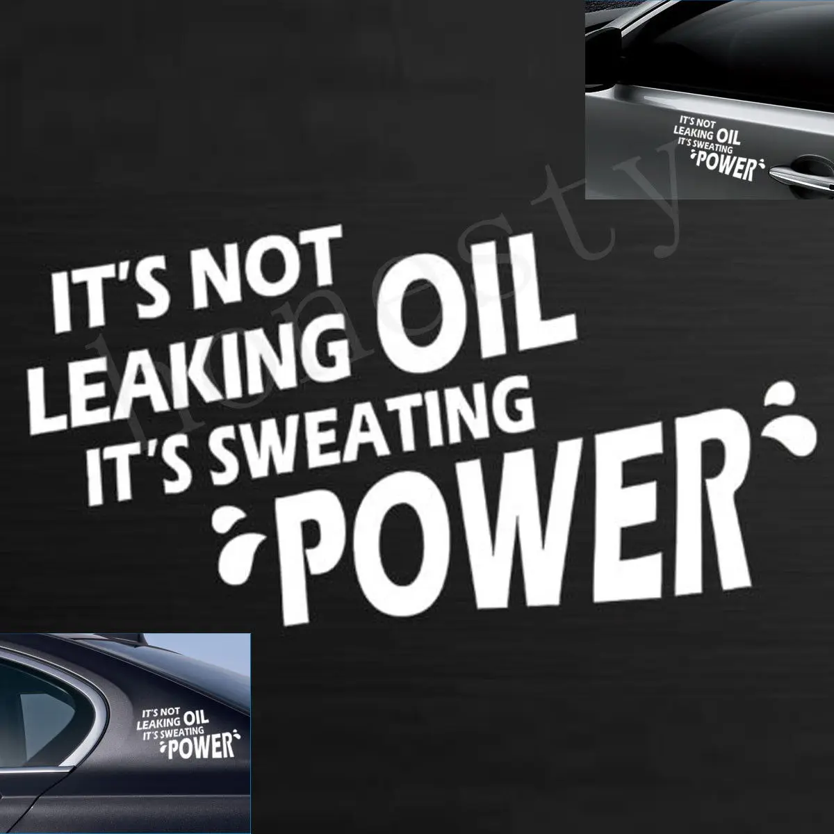 Funny Car Stickers LEAKING OIL SWEATING POWER For JDM VW Rover Decals ...