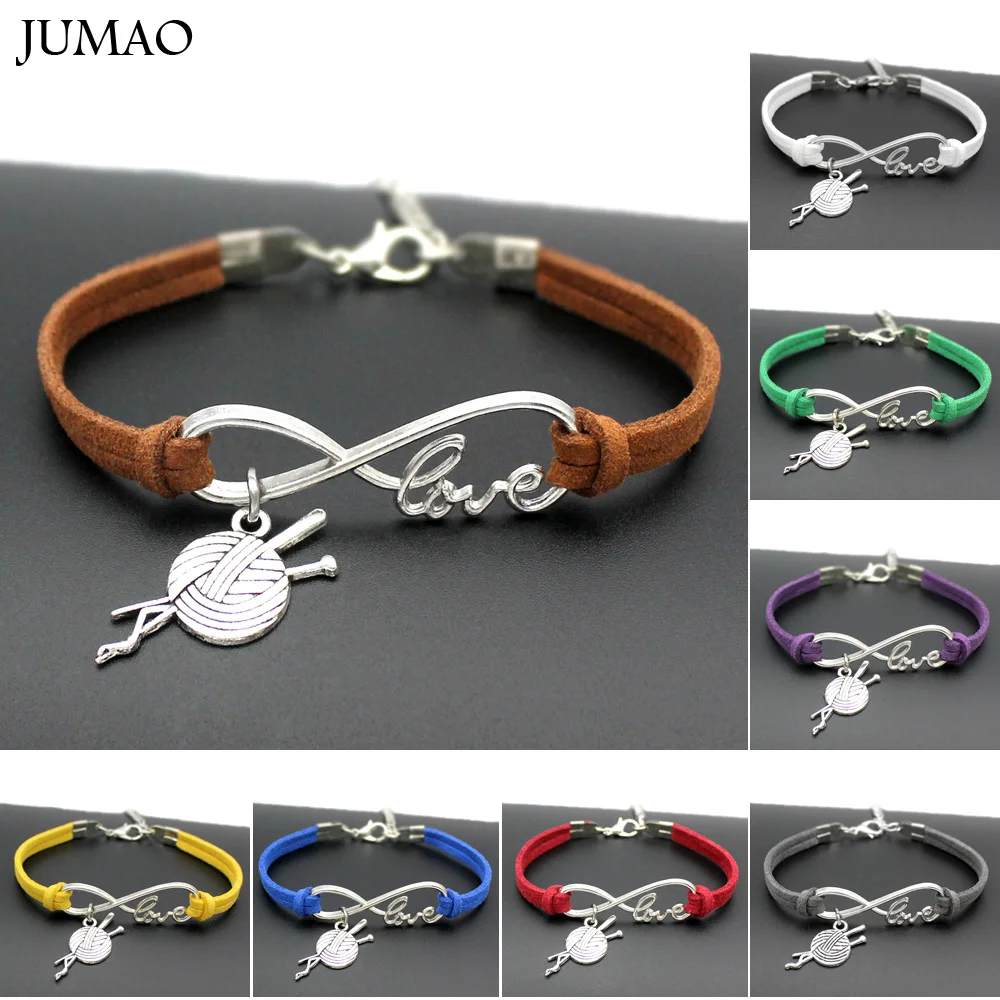 Infinity Love Yarn Ball Charms Bracelets Ball of Wool and Needles For ...