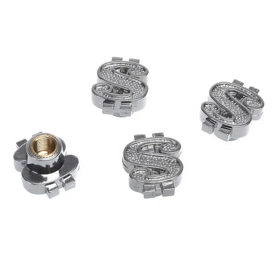 New 4PCS Silver Car Truck Money Dollar $ Sign Tire Wheel Tyre Stem Air ...