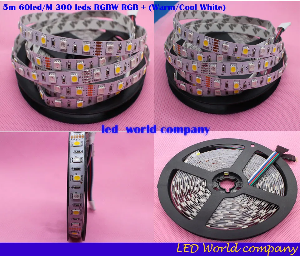 free shipping 5m 60led/M 300 leds SMD 5050 Mixed Color RGBW RGB + (Warm ...