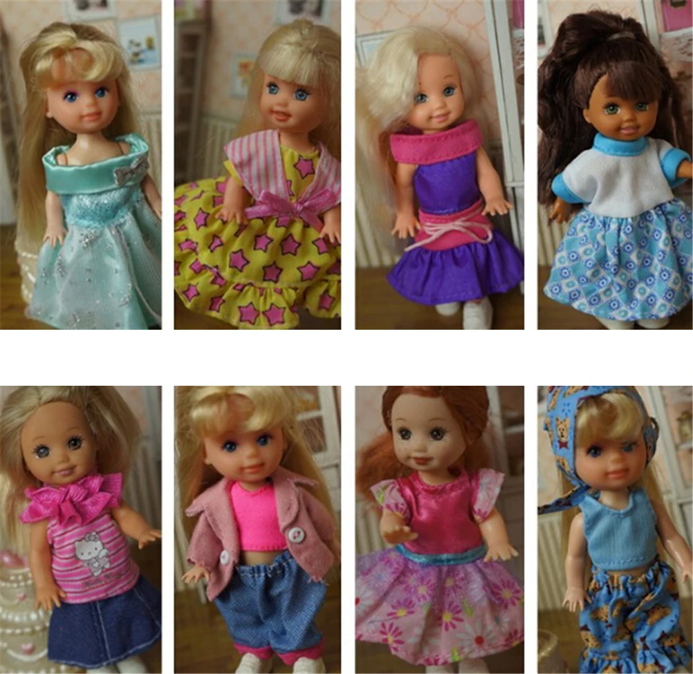 5 Sets Handmade Mini Kelly Mini Chelsea Doll Fashion Mixed Style Dress ...