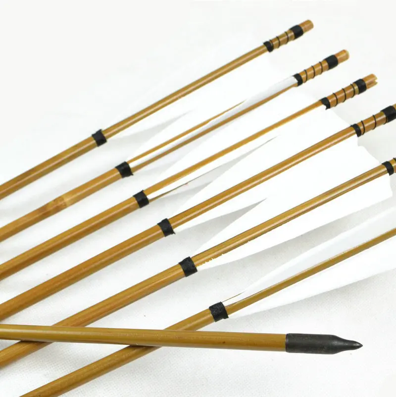 12x Handmade bamboo Arrows Turkey feather for 20 50lbs Longbow Recurve ...