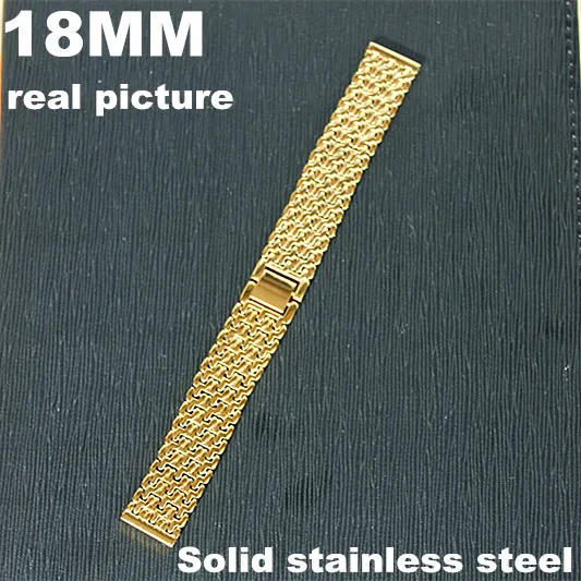 1PCS High quality 18MM watch band Solid Stainless Steel Watch strap ...
