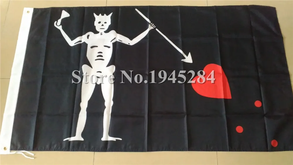 Pirate Edward Teach Spear Skeleton Heart Flag Banner New 3x5ft 150x90cm ...