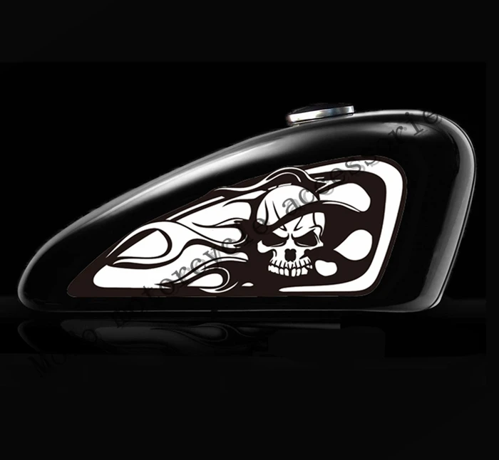 Motorcycle Skull Head Tank Decal Sticker For Sportster Iron Xl883 1200 ...