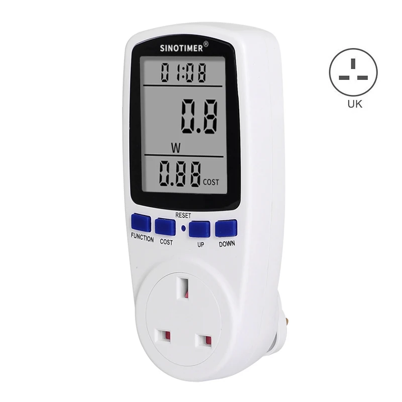 Uk Plug Digital Voltage Wattmeter Power Meter Consumption Watt Energy ...