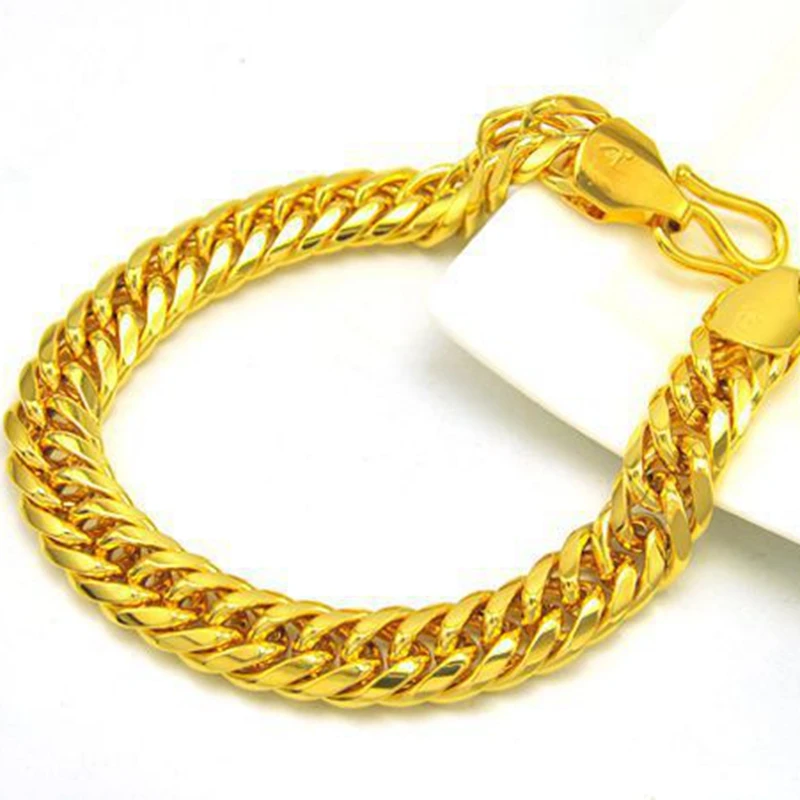 Heavy-Massive-Mens-Jewelry-Solid-Yellow-Gold-Filled-Mens-Bracelet-Chain ...