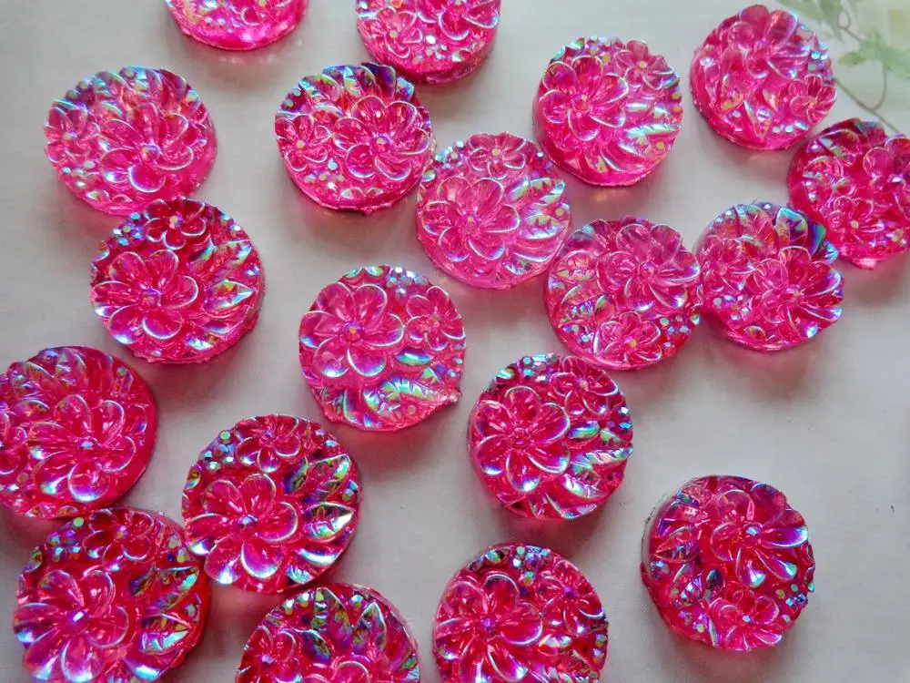 80pcs 16mm Pink Ab Colour Rhinestones Round Flatback Sew On Crystal ...