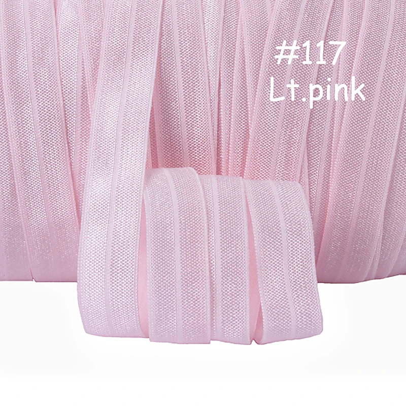 Superior Quality Solid Elastic Ribbons With Fold Over, #117 Light Pink ...