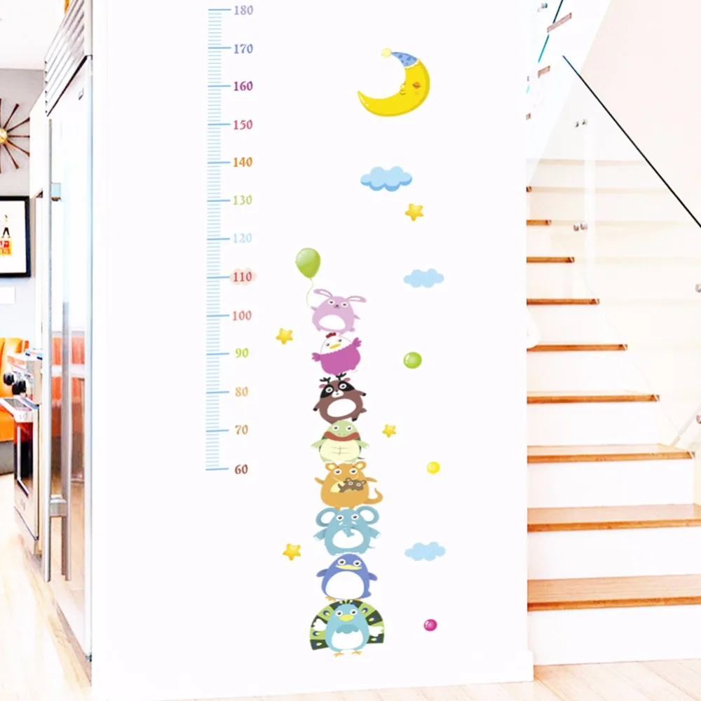 Cartoon Height Measure Chart Wall Stickers Wallpaper Kids room Decor ...