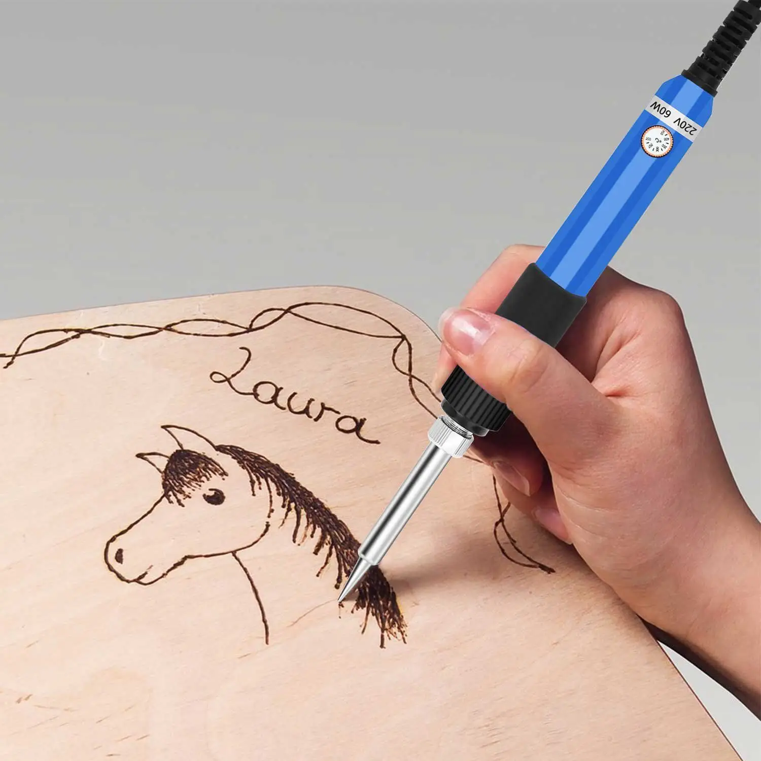 DSHA 37PCs Wood Burning Pyrography Pen Kit,EU Plug 60W Adjustable ...