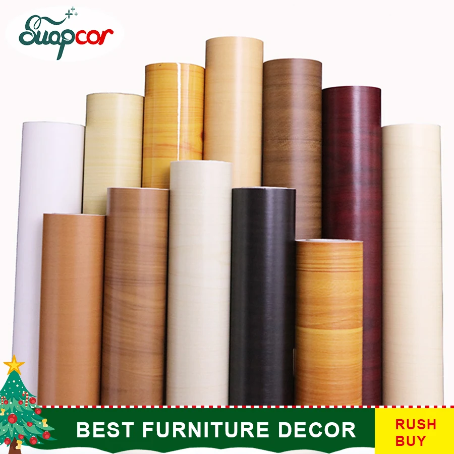 Wood Grain Wall paper Roll Furniture PVC Self adhesive Wallpaper ...