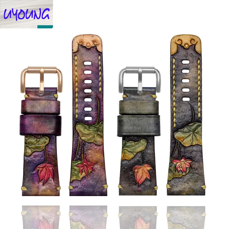 UYONG Handmade custom watch strap retro engraving alternative PAM111 ...