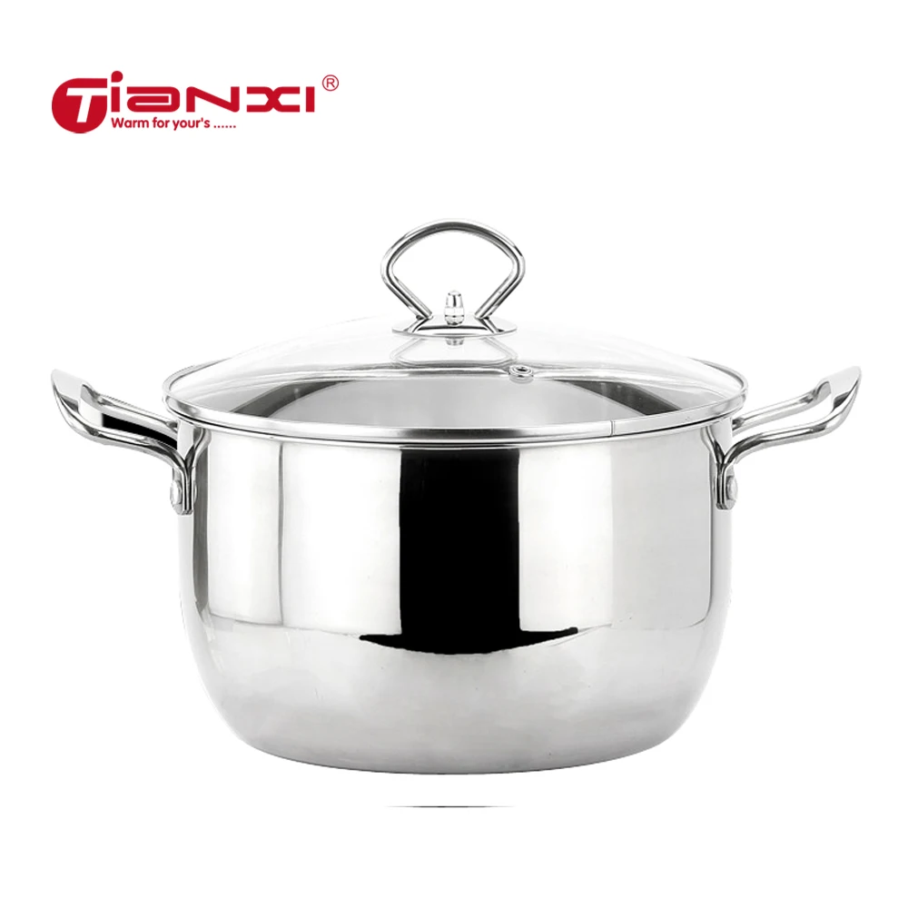 22 CM Soup Stock Pots Stainless Steel Soup Pot Double Ears Curved Pot ...