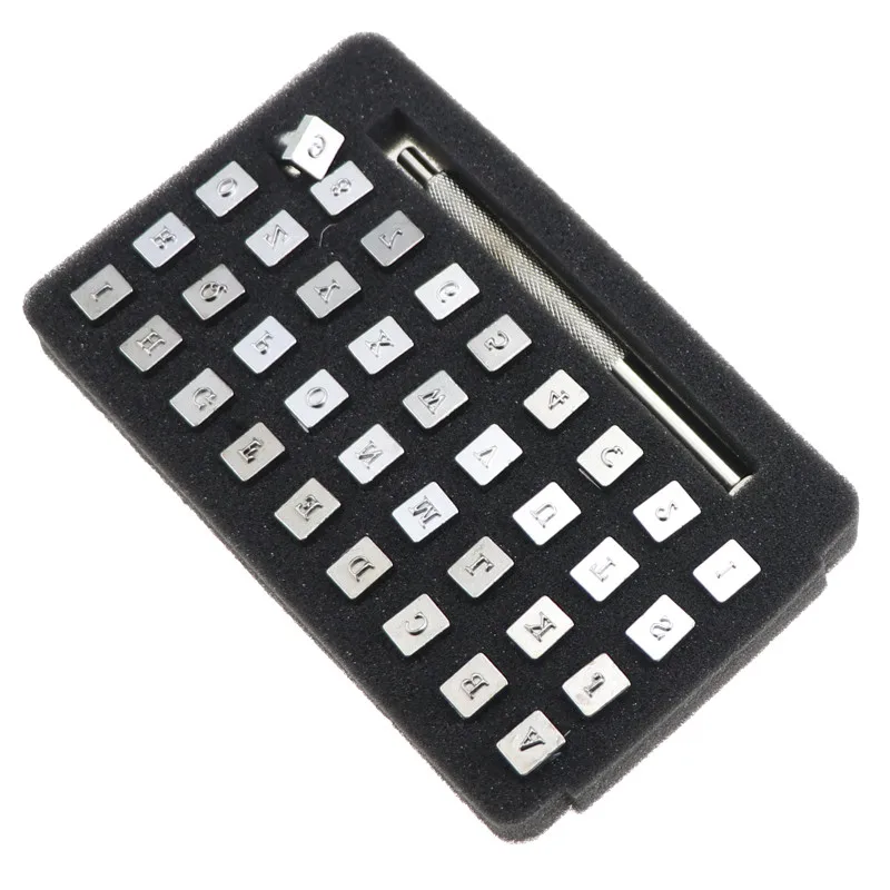 36 piece steel alphabet number stamp punching set for handmade leather ...