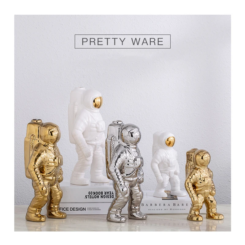 Creative Ceramic Astronaut Sculpture Robot Rocket Space Man Statue Home ...