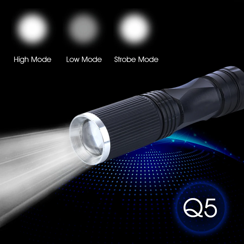 Mini LED Flashlight Adjustable LED Torch Light 3 Modes Tactical ...