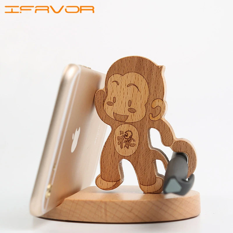 Ifavor for Universal Monkey Style Wood Mobile Phone Holder Desktop ...