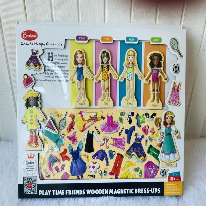 Cute Girl Puzzle Toy Wooden Dress-up Puzzle With Storage Case 63 Pieces ...