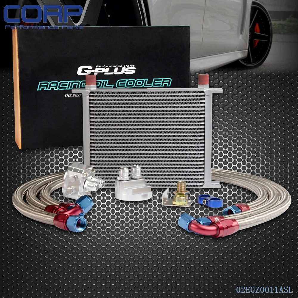 28 Row AN 10 Universal Engine Transmission Oil Cooler + Filter ...