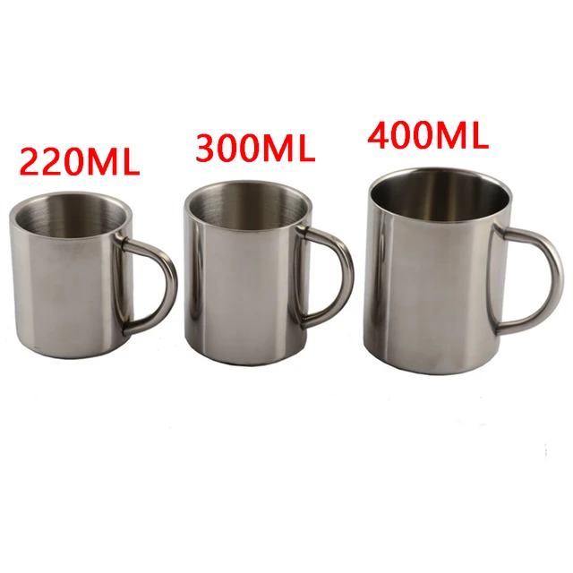 1 piezas útil 220 ml 300 ml 400 ml taza de acero inoxidable portátil taza vaso viaje doble pared ...