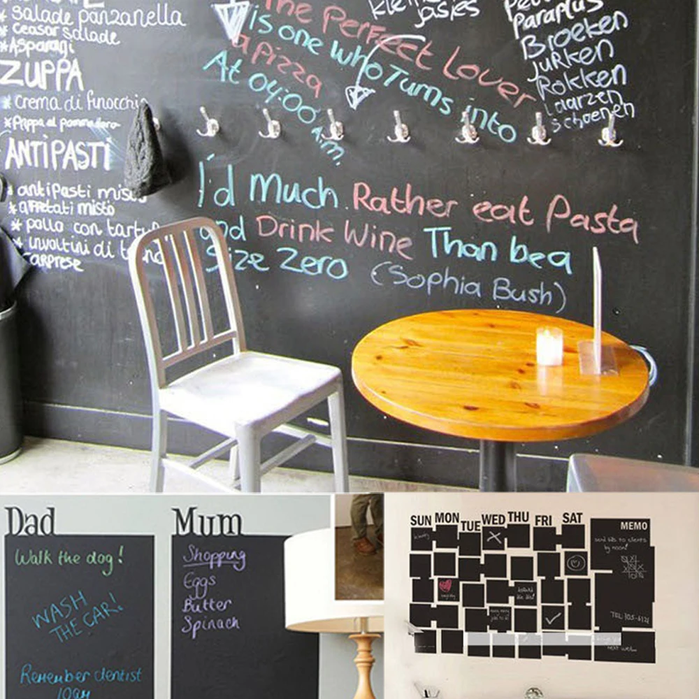 45CMX200CM Adhesive Blackboard Film Vinyl Draw Decor Mural Chalk Board ...