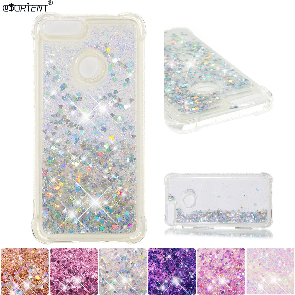 Huawei P 스마트 블링 다이나믹 액체 퀵 샌드 범퍼 커버 FIG LX1 전화 케이스 Funda FIG L31 소프트 실리콘 ...