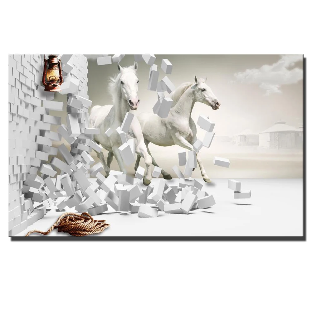 Large Running Horses Wall Art Posters And Prints White Color Horses ...