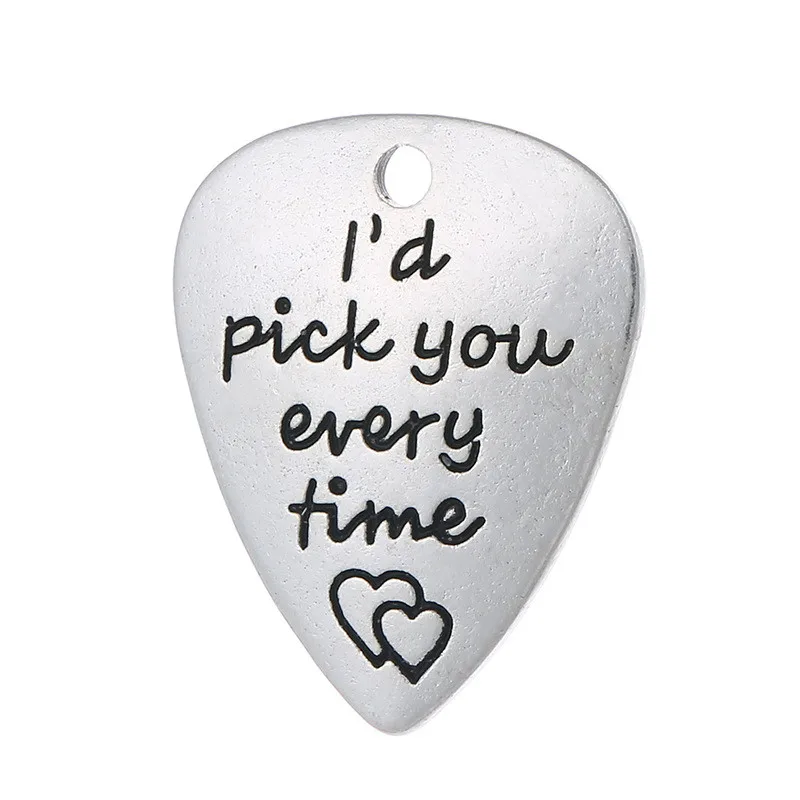 Letras impresas de color plateado antiguo, 21x26mm, I 'd pick you every ...